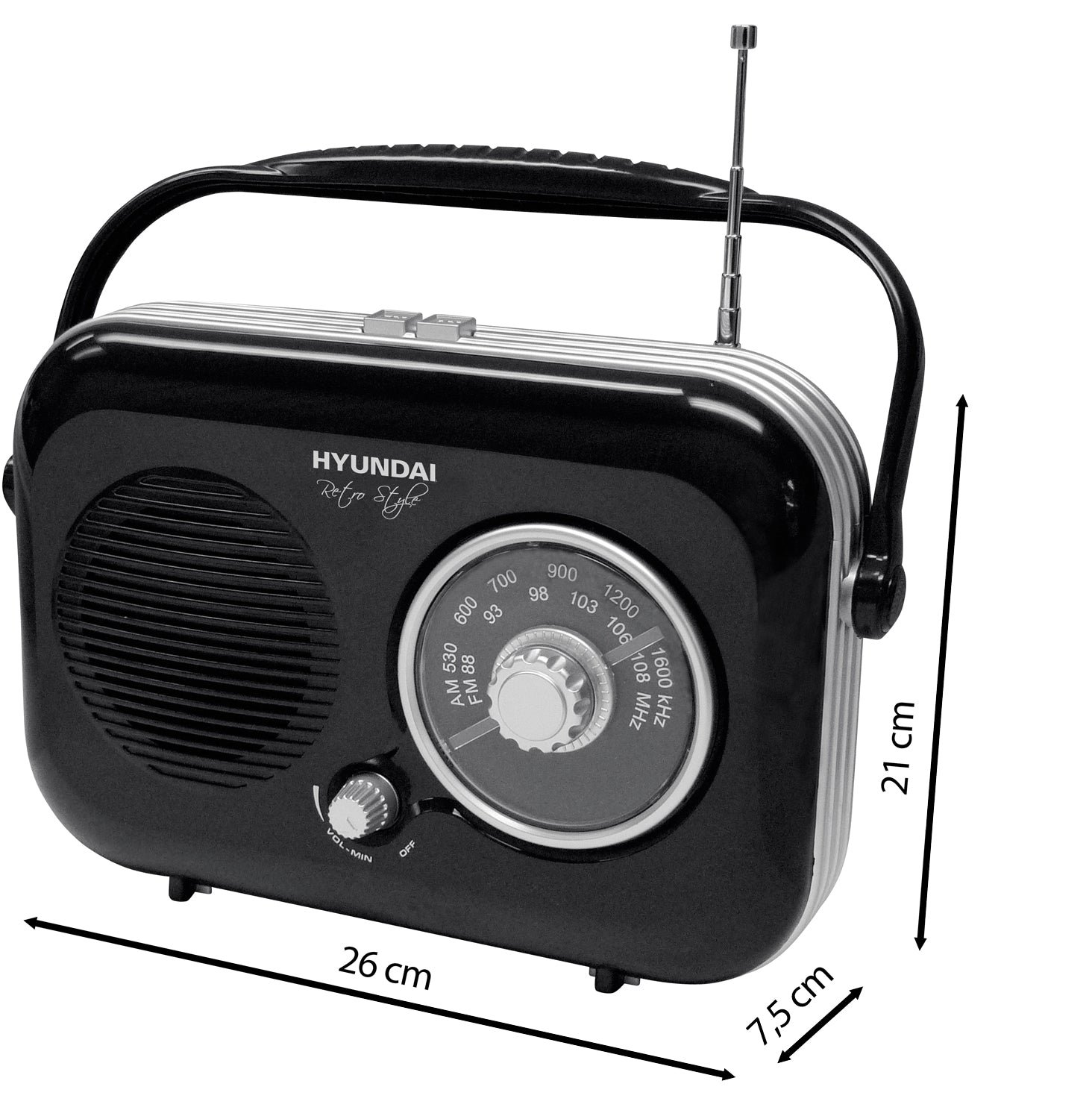 Radiopřijímač Hyundai Retro PR 100 černý– Hyundai CZ